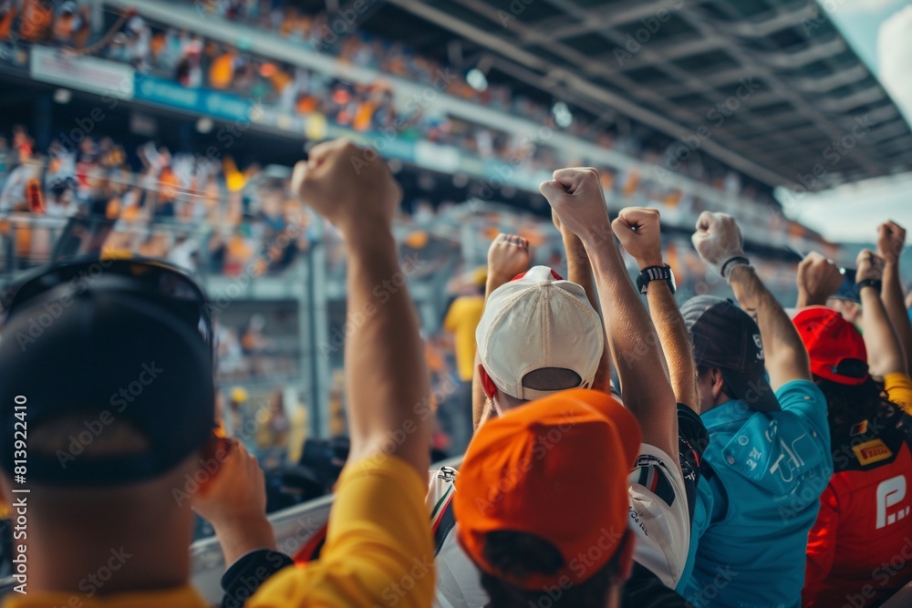 A group of spectators are cheering for their favorite driver during a ...