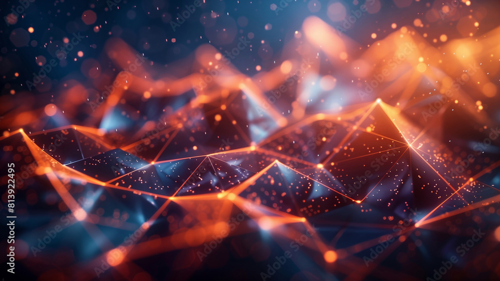 Futuristic Network Nodes and Connections Overlapping in a Dynamic Blue ...