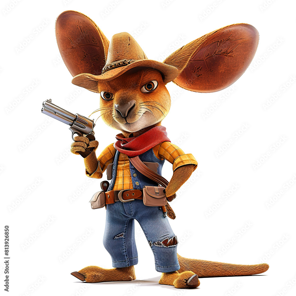 kangaroo cowboy cartoon with guns. Cute cowboy kangaroo cartoon ...