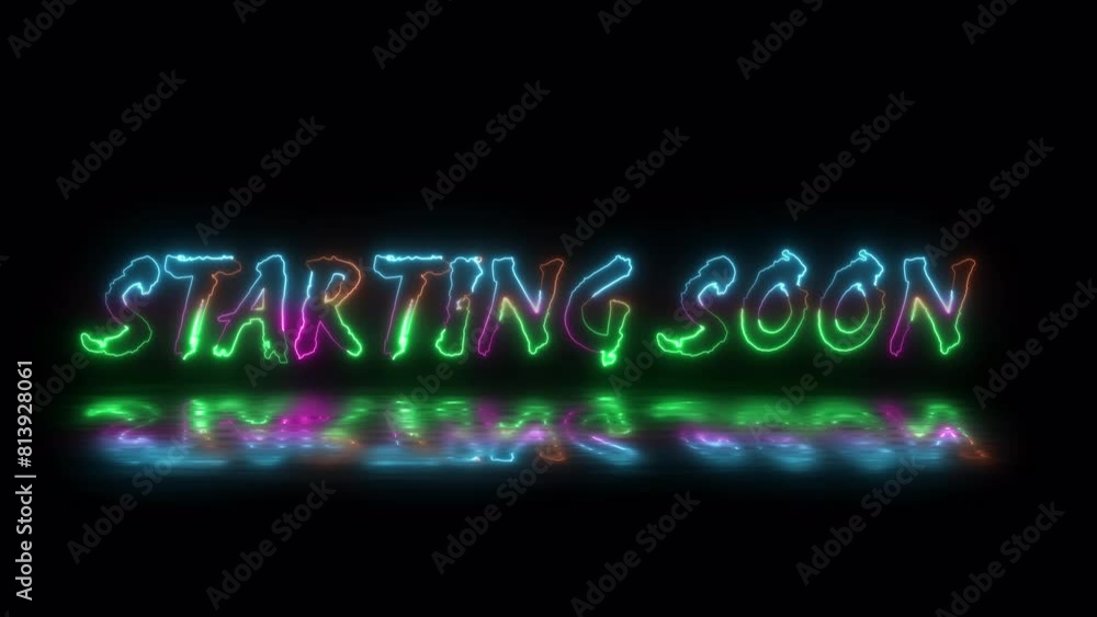 Stream starting soon neon text animation suitable for video live ...