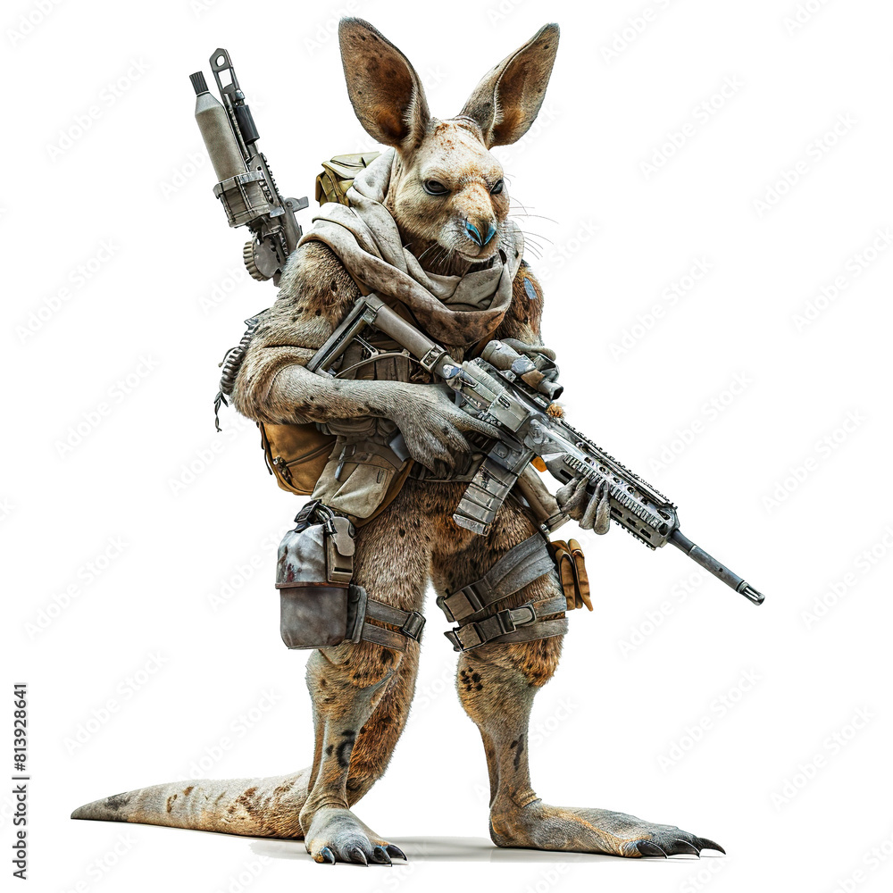 Soldier kangaroo with gun cartoon. Army kangaroo Soldier cartoon ...