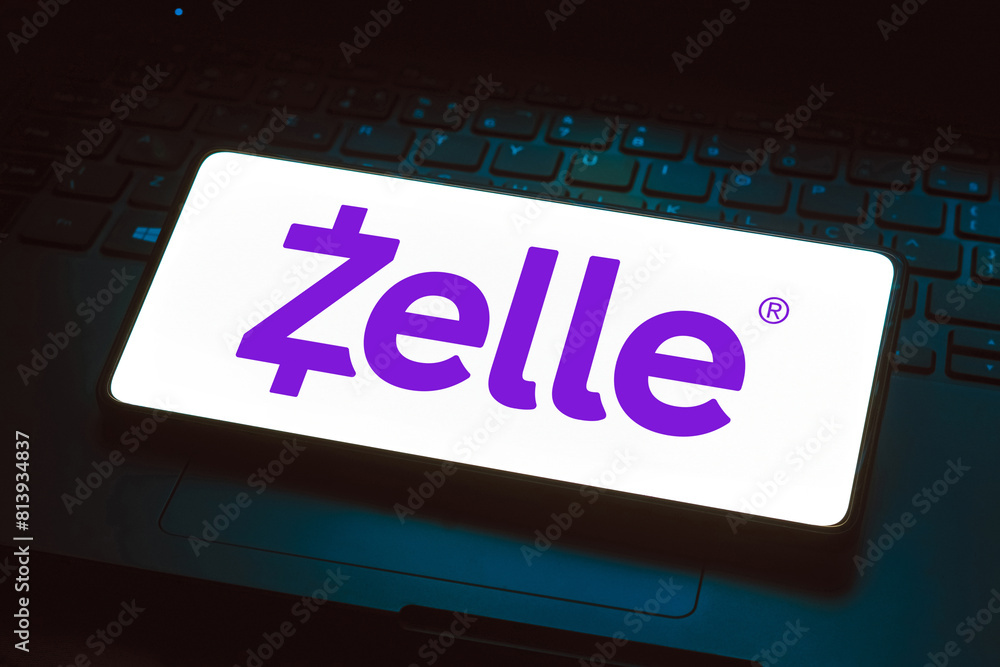 May 13, 2024, Brazil. In this photo illustration, the Zelle logo is ...