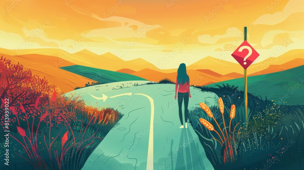 Concept of choosing the right way in career, business decisions. Modern ...