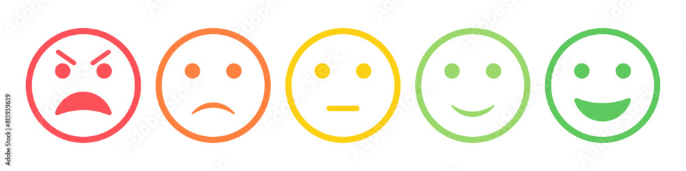 Rating emoji set for customer feedback or product experience in ...