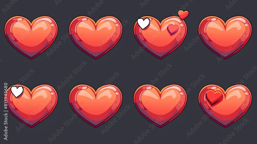 An animated turn-around of a red heart in a game with a sequence frame ...