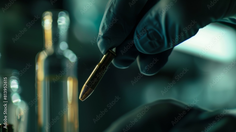 Forensics Specialist finds cartridge on crime scene and displays it to ...