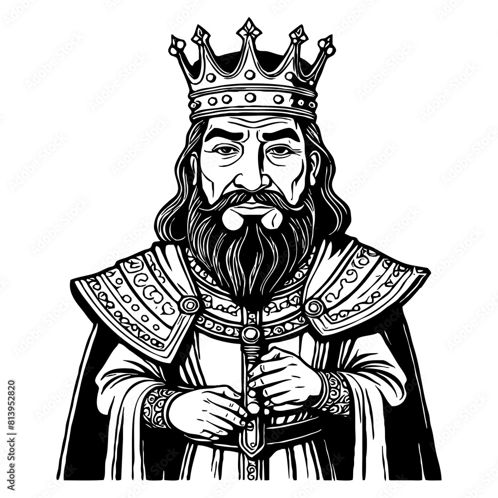 King . Black and white illustration for use in graphics. Generated by ...