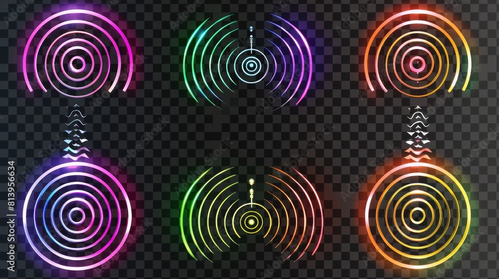 Radio wave signal sign with realistic colors isolated on transparent ...