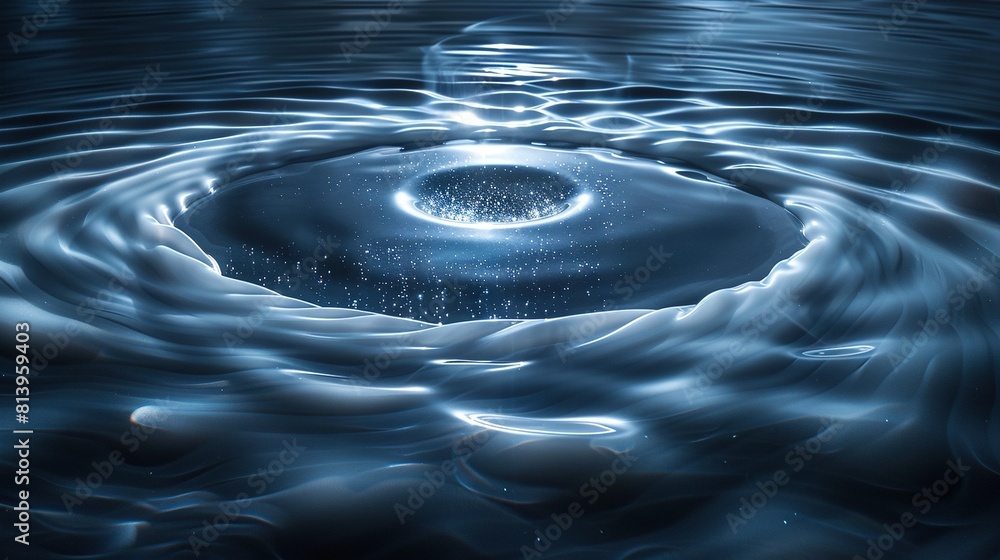 Water droplet floating in a pond bathed in sunlight from above Stock ...
