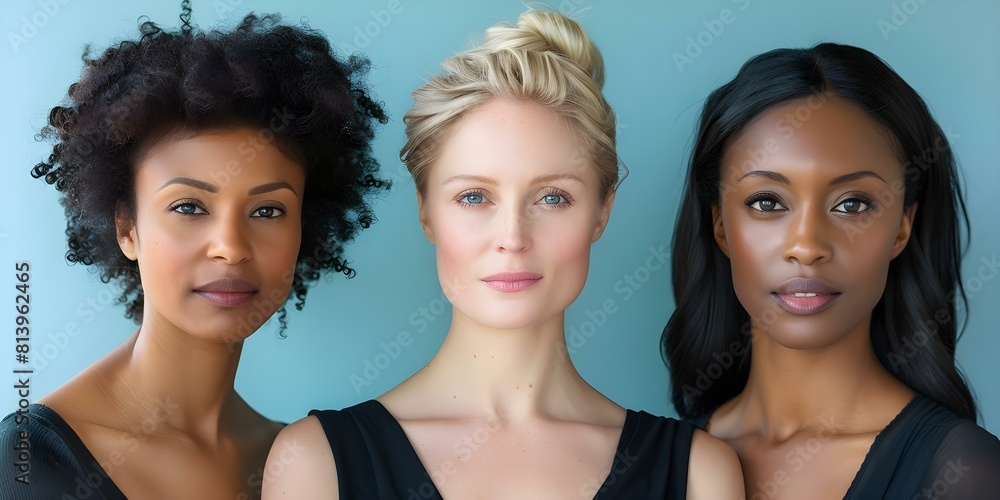 Empowering Studio Portrait of Three Diverse Women with Varied Skin ...
