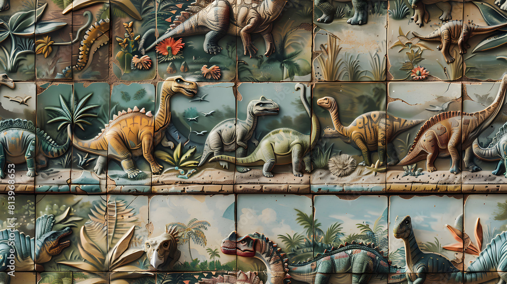 Dinosaur Discovery Tiles: Vibrant Prehistoric Wonders Come to Life in ...