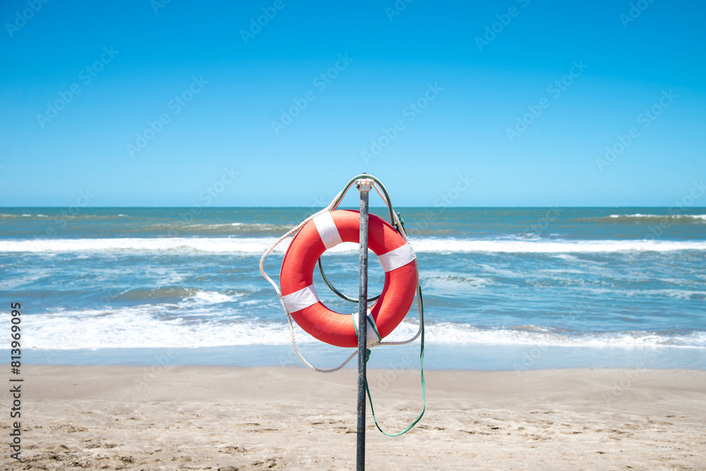 Float lifeguard on the beach facing the sea Stock Photo | Adobe Stock