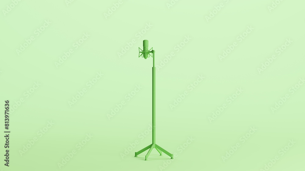Green microphone stand sound recording production vintage mic soft ...