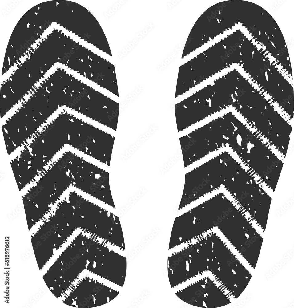 Footprint silhouette. Human footsteps shoe sole contour signs, people ...