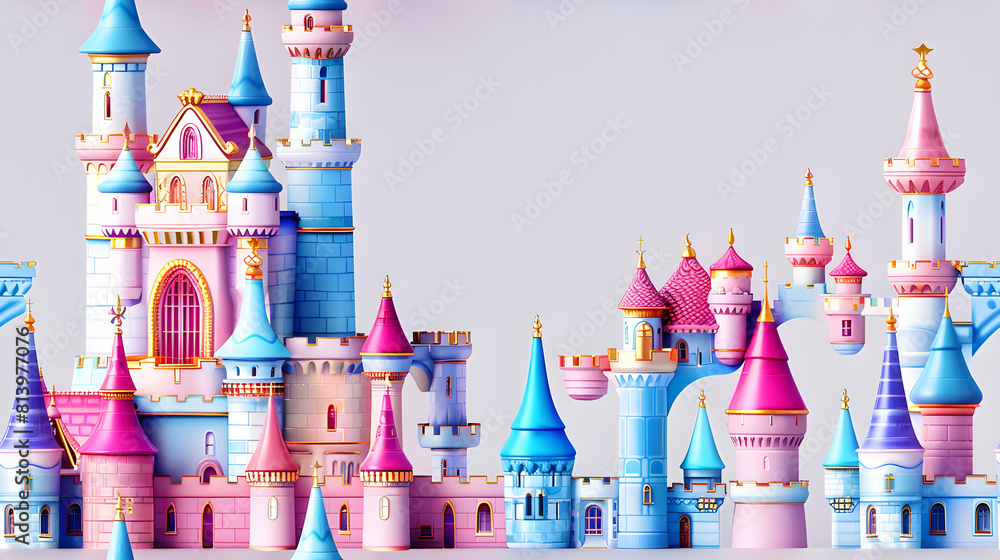 Fairy Tale Castle Tiles: Enchanting Flat Design Icons Igniting Children ...