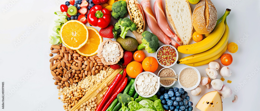 There is a variety of fruits, vegetables, whole grains and lean ...