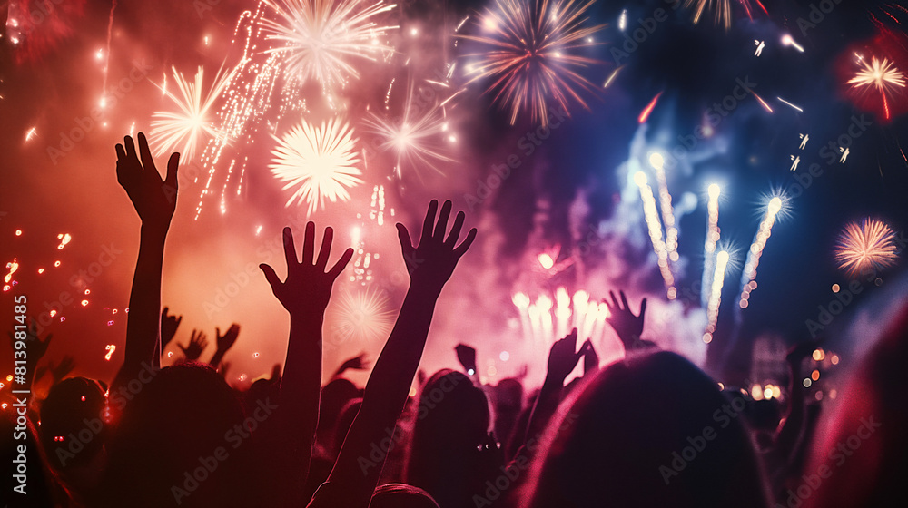 Design a portrait that captures the vibrant ambiance of a fireworks ...