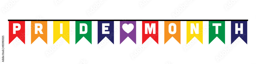 Pride Month Bunting Banner. Colorful Rainbow Bunting With Pride Month ...