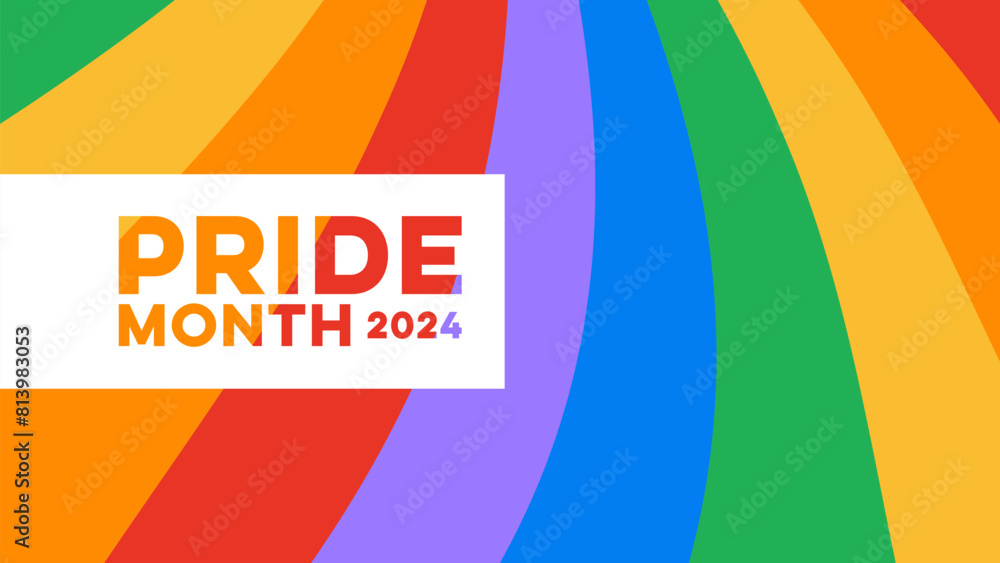 Pride Month Background with Rainbow Striped Pattern and Pride Month ...
