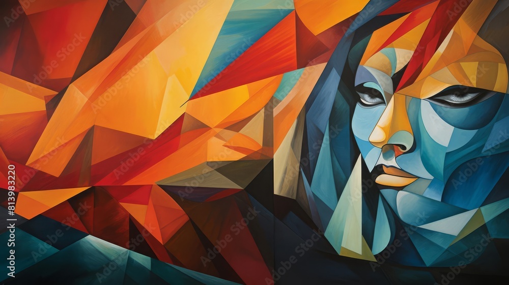 Delve into the world of Cubism with a tilted angle composition that ...