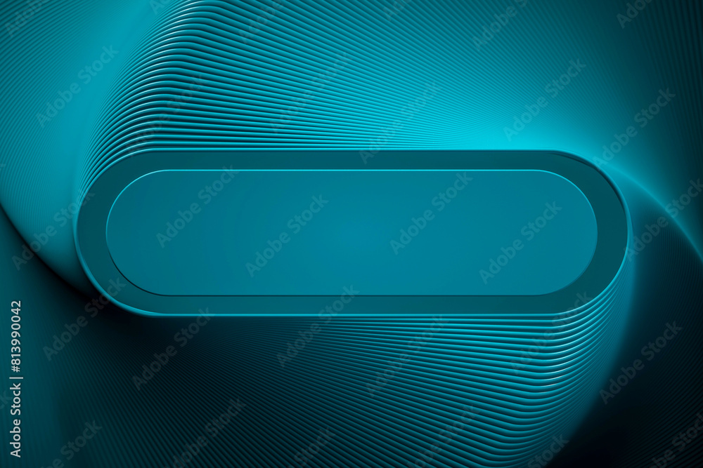 Turquoise 3d rendering with fancy dynamism shape. Oval rectangle ...