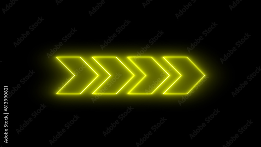 Neon arrow with glowing effect. right arrow for road direction. neon ...