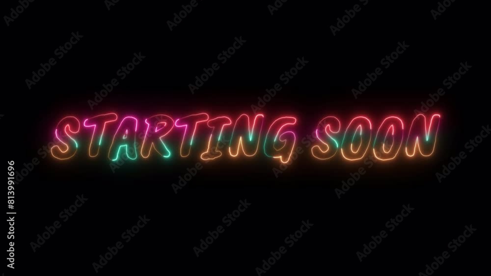 Stream starting soon neon text animation suitable for video live ...