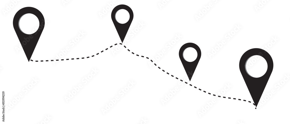 Location pin icon .Location map path distance icon. start location end ...