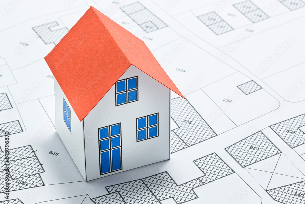 Cadastral map with buildings, building plot and free land parcel Stock ...
