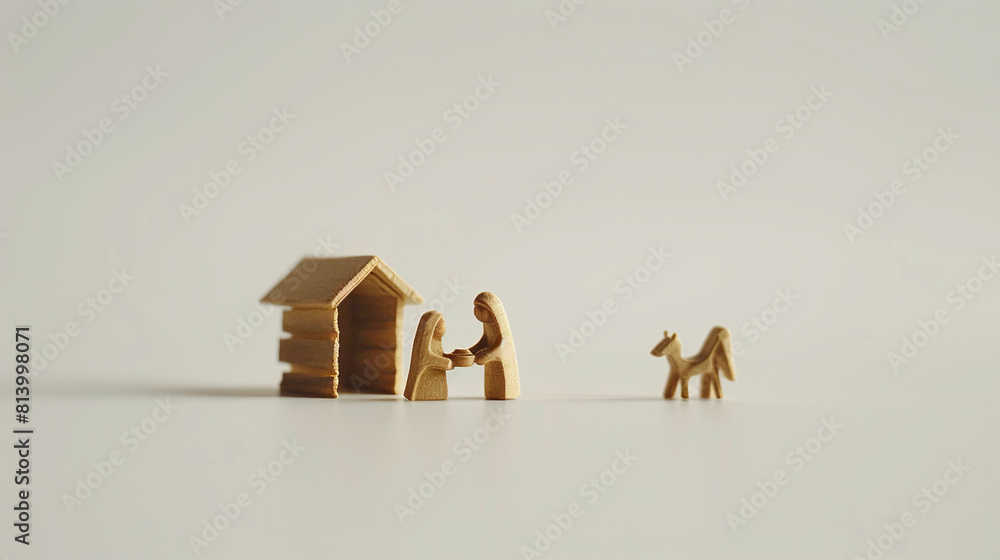 macro tilt-shift photography of tiny cardboard handmade figure of ...
