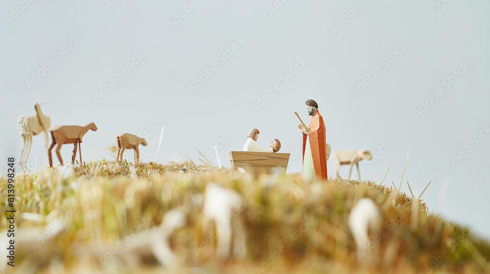 macro tilt-shift photography of tiny cardboard handmade figure of ...