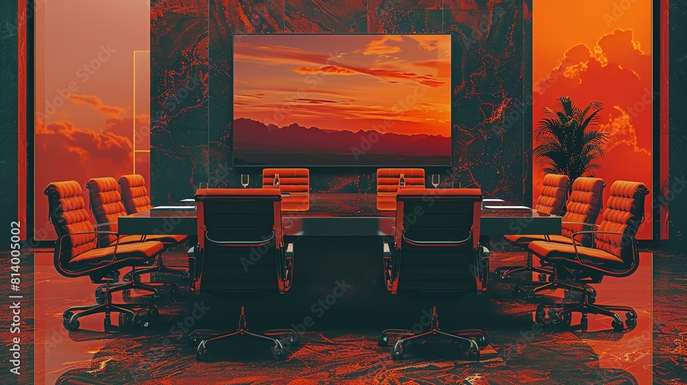 A large elegantly appointed conference room ready for a high level ...