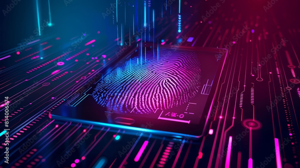 Detailed view of a biometric fingerprint identification system being ...