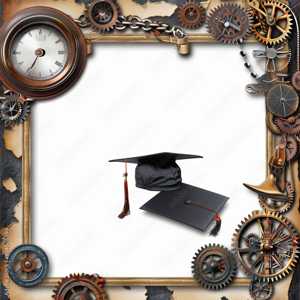 Steampunk themed Graduation Day graphic Stock Illustration | Adobe Stock