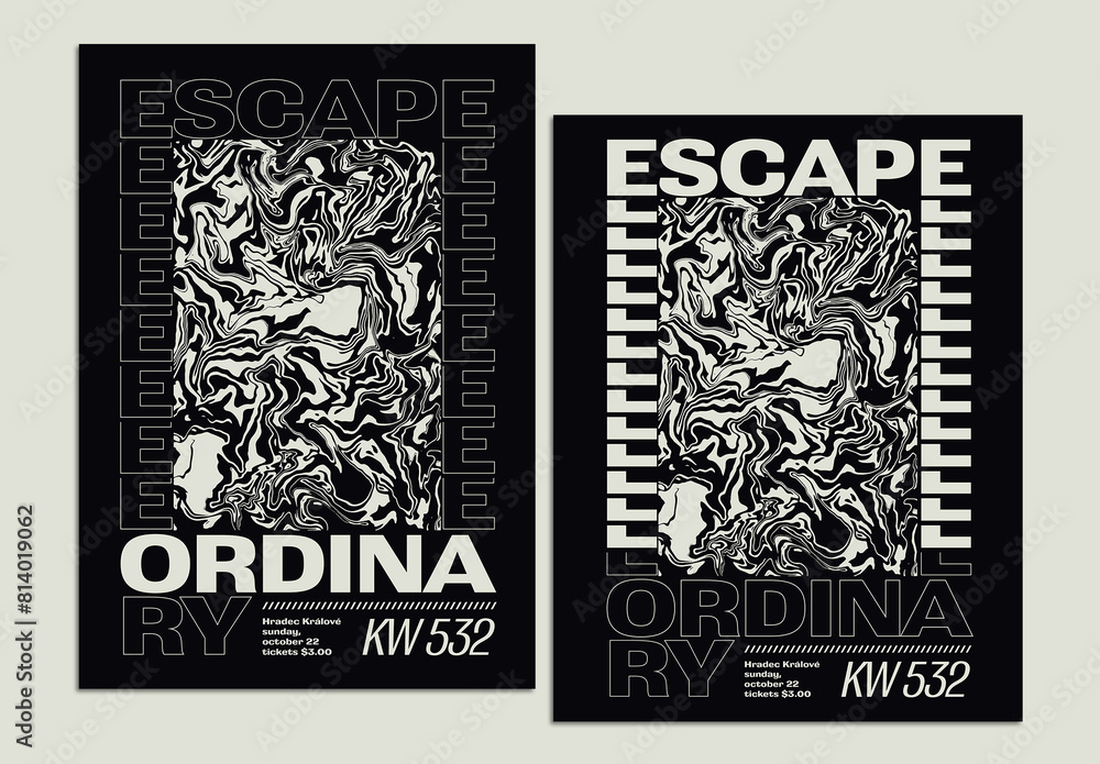 Brutalism Style Poster Layout with Stacked Type Design Stock Template ...