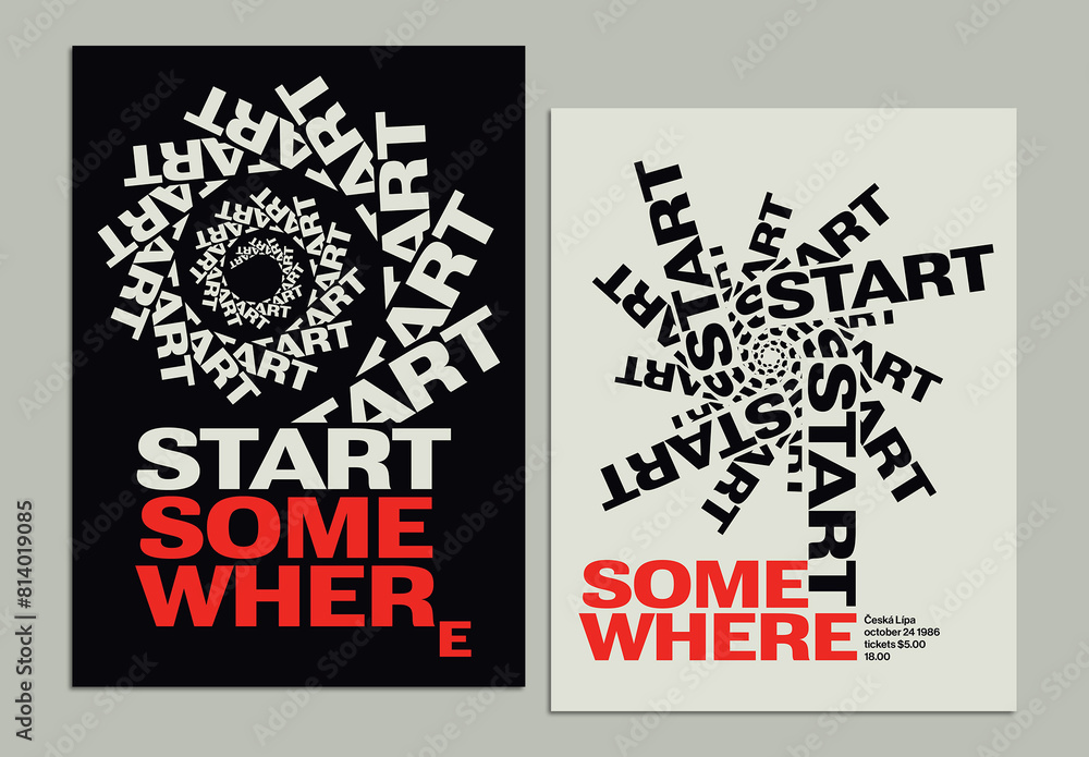 Creative Poster Design Layout with Bold Vortex Typography Stock Template | Adobe Stock