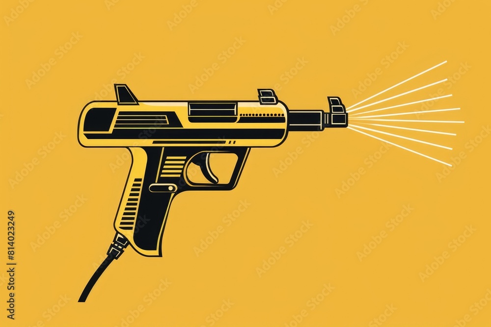 A striking image of a yellow and black gun on a vibrant yellow ...