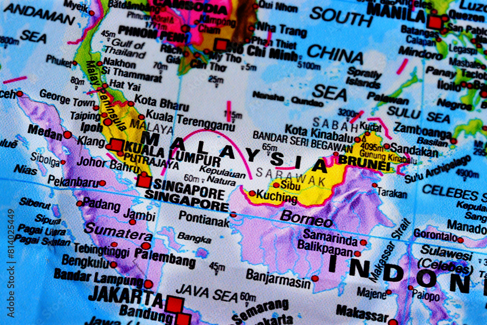 Malaysia map. Malaysia on the World Map with Malaysian region and ...