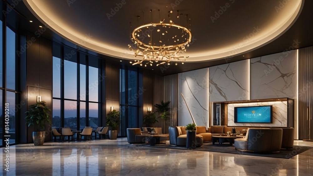 hotel lobby that seamlessly integrates technology with minimalist ...
