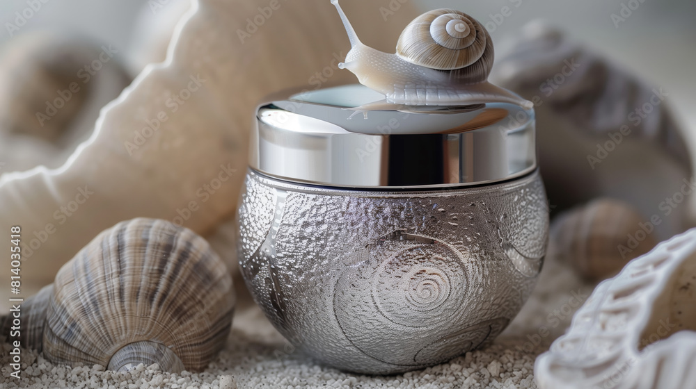 Luxurious silver pearl face cream on a beautiful luxury background with ...
