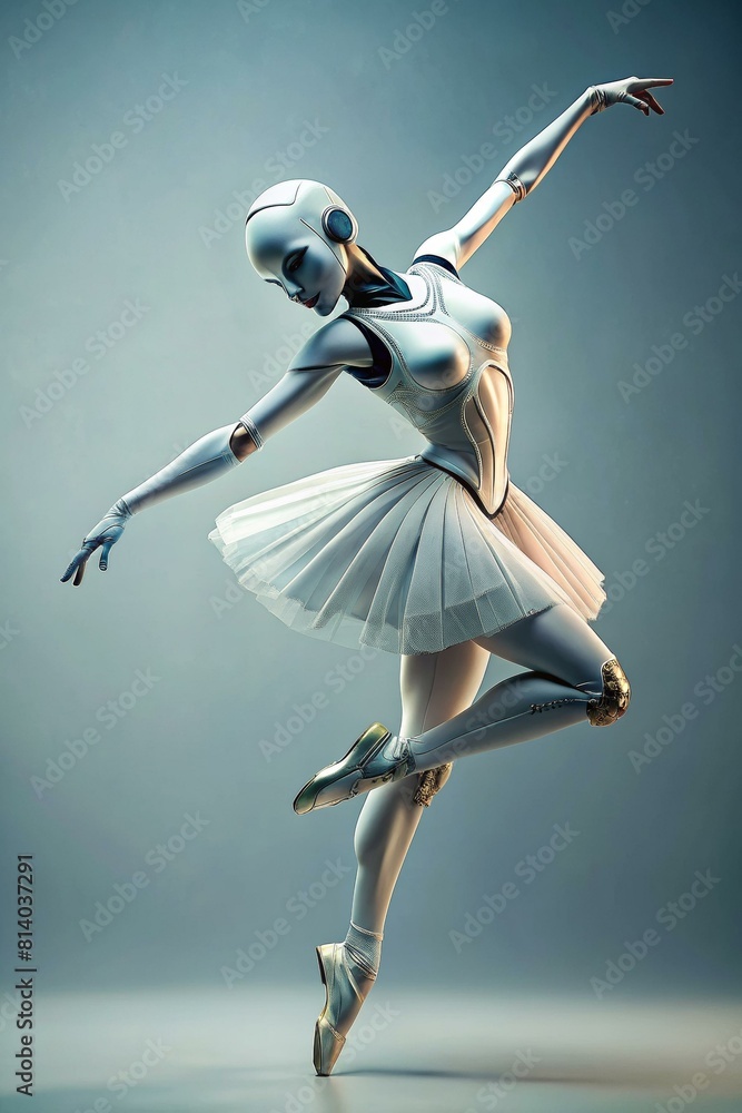 Futuristic robot ballerina in pose, blending classical dance with ...