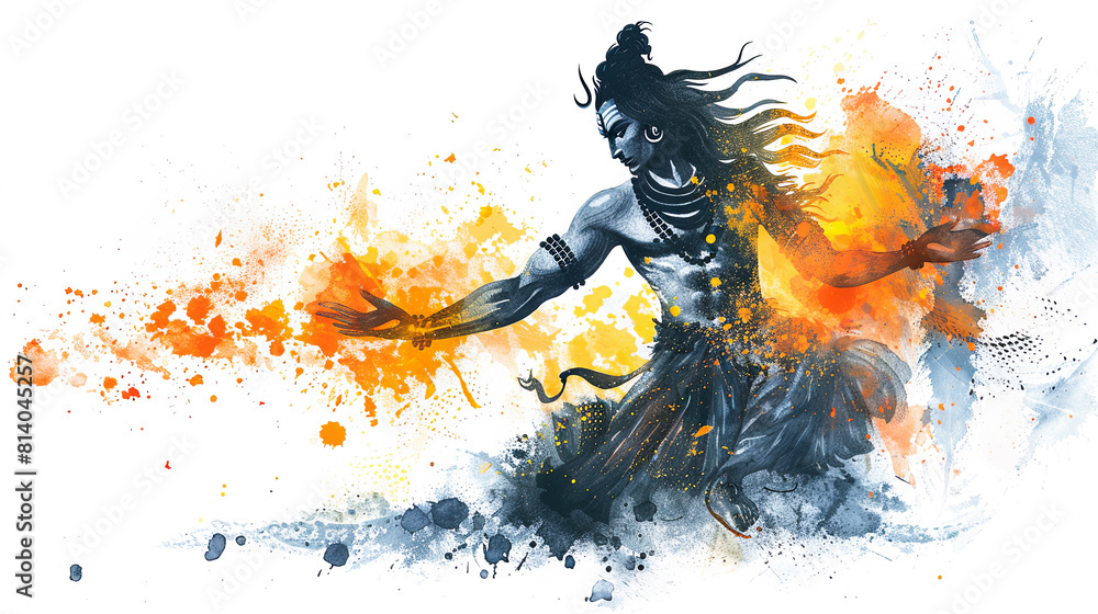 Fierce digital artwork of lord Shiva vanquishing evil forces on a white ...