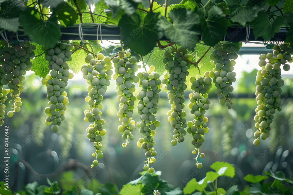Illustration of a grapevine trellis system, showing various training ...
