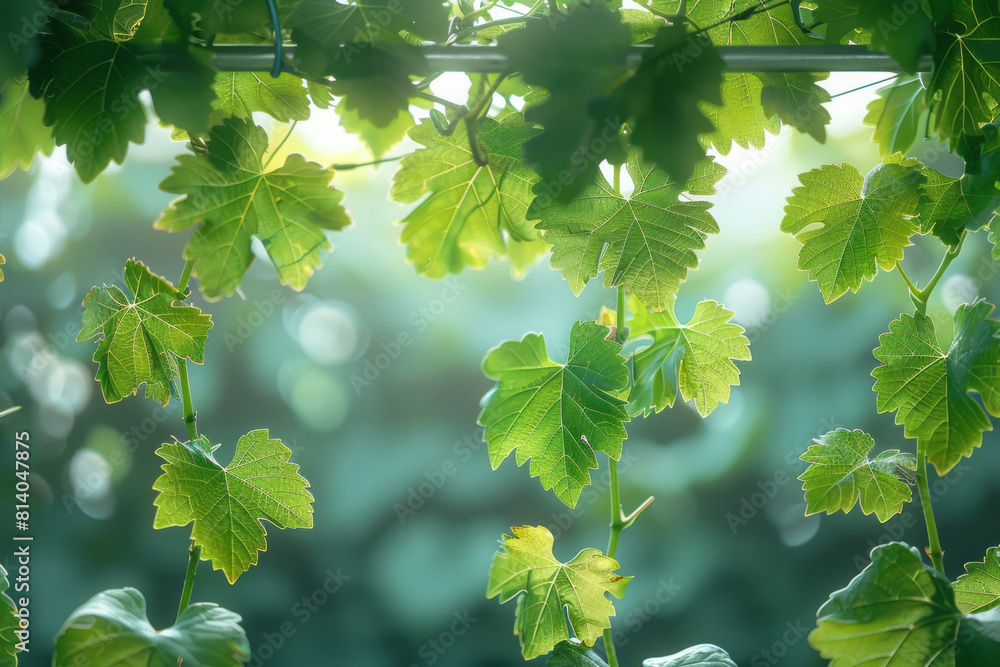 Illustration of a grapevine trellis system, showing various training ...