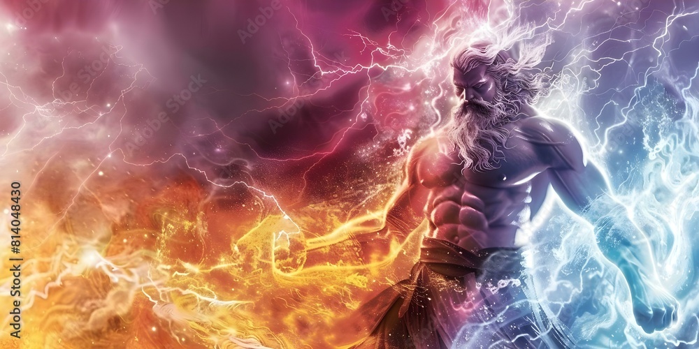 Zeus Greek god of thunder and lightning son of Cronus and Rhea. Concept ...