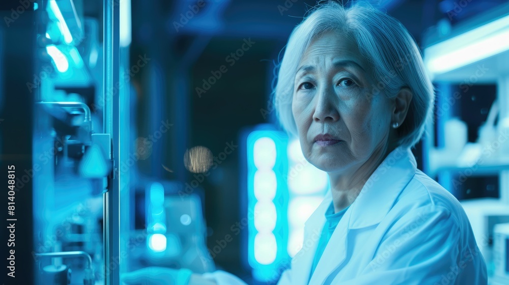 The picture of the senior asian female scientist in her early 60s ...