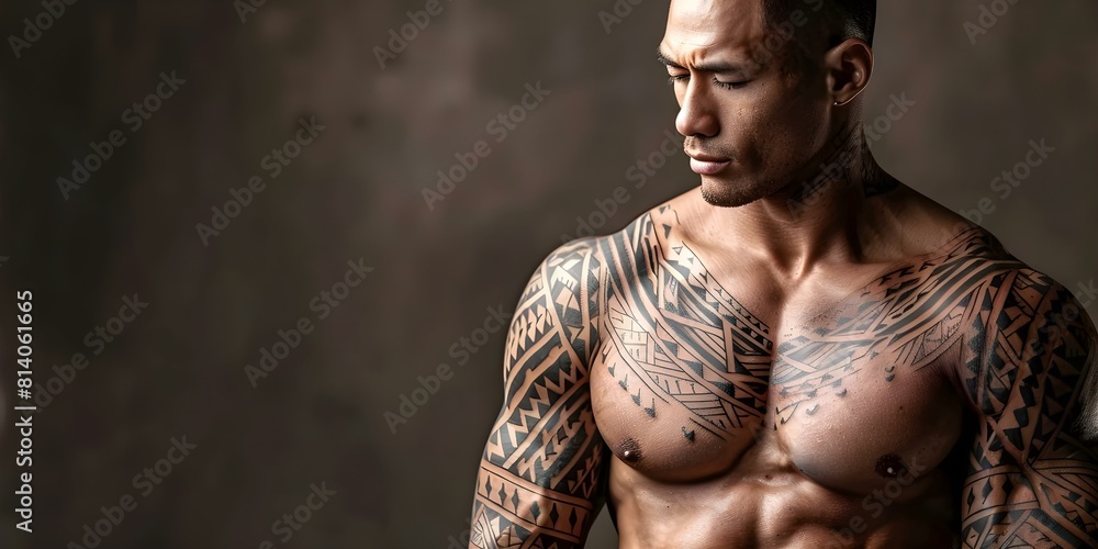 Polynesian Style Tattoo Accentuating Muscular Athletic Body. Concept ...