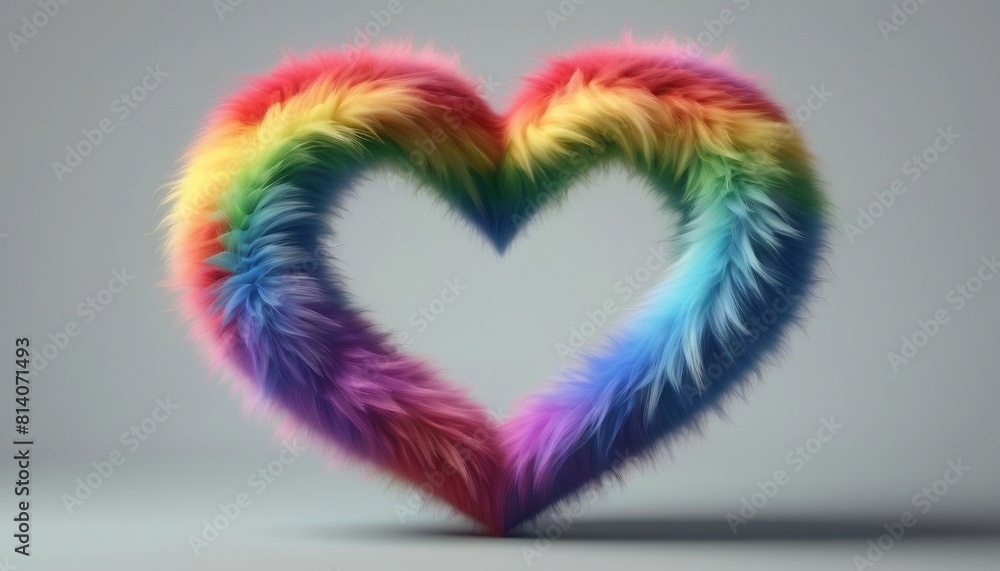 isolated rainbow furry heart on a transparent background for LGBTQIA+ ...