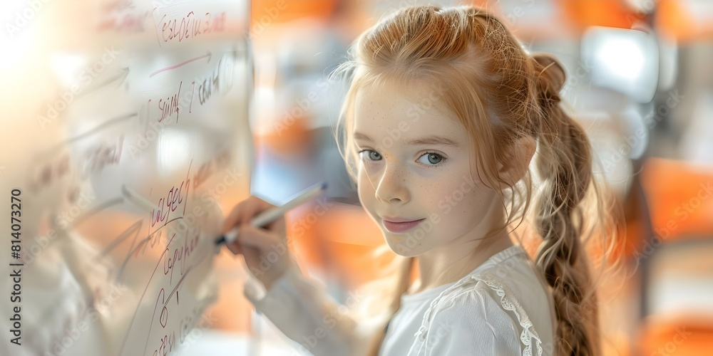 Student Engaged in Classroom Discussion, Writing on Whiteboard and ...