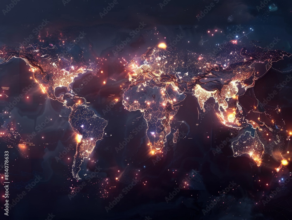 An animated GIF showing data points on a world map lighting up as users ...